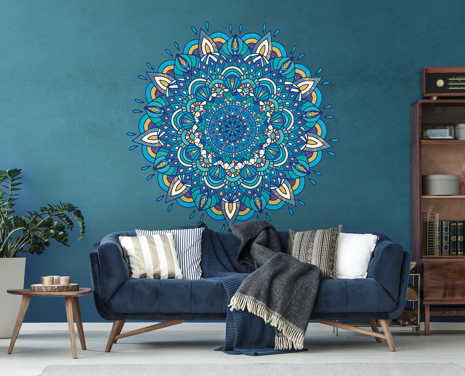 Indian Mandala Wall Mural, Removable Mandala Decal, Self Adhesive Wall ...
