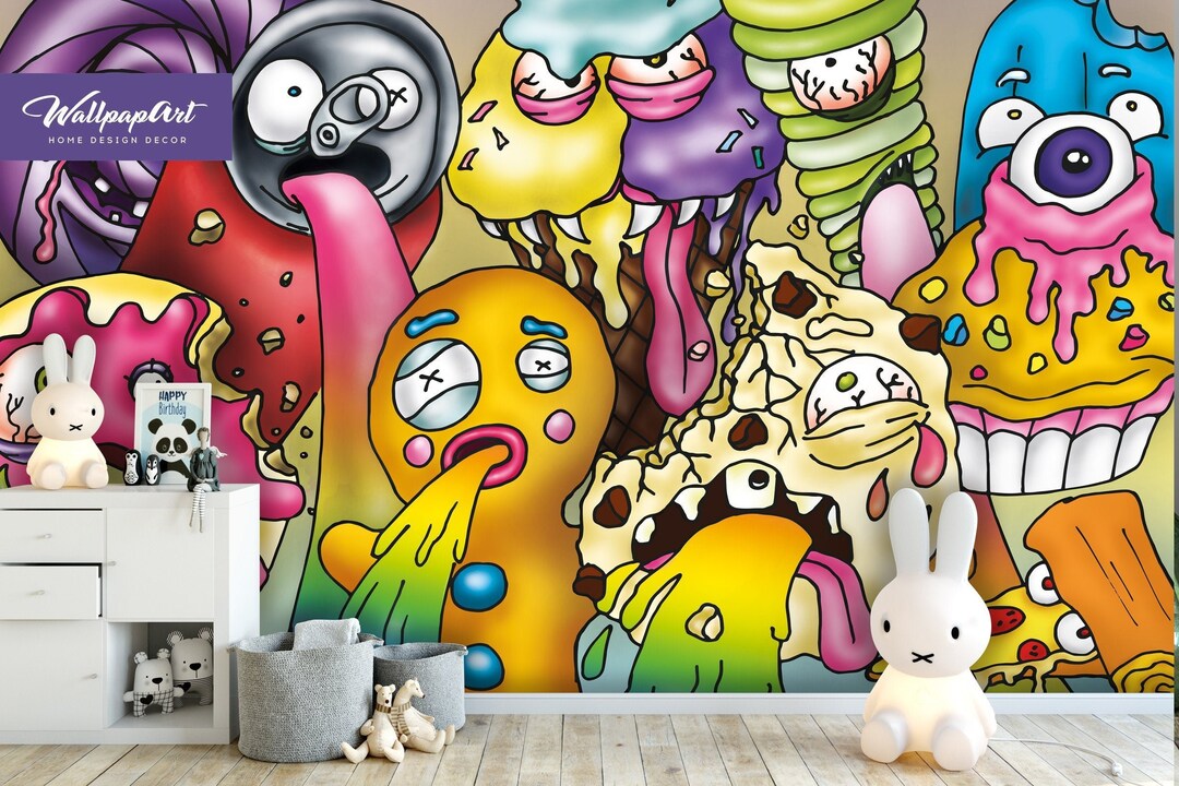 Candy Hell Wall Mural – Removable Self-adhesive or Non-pasted Wallpaper – Colorful Alternative ...
