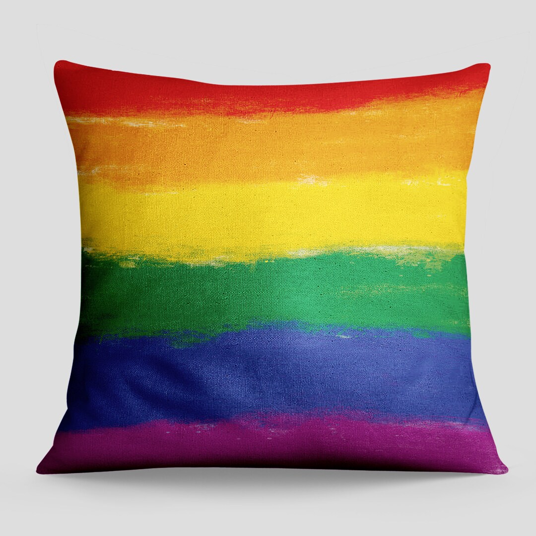 LGBT Pillow Cover, Handmade Pillow Cover, Rainbow Flag Decorative ...