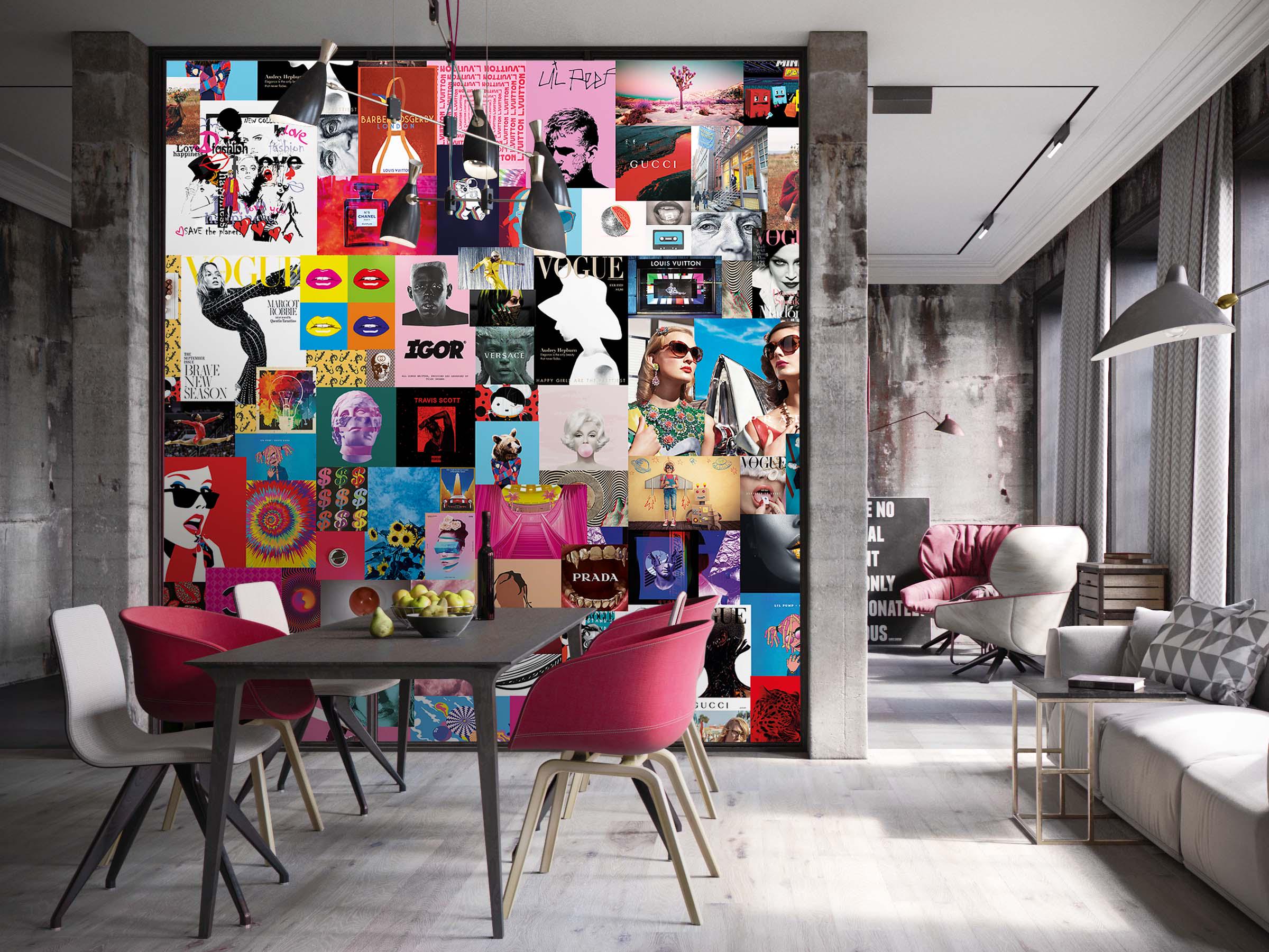 Fashion Aesthetic Wall Mural – Magazine Covers Collage Wallpaper ...