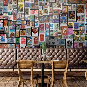 Vintage Postage Stamps Wallpaper Mural: Retro Travel Collage W211 - Etsy