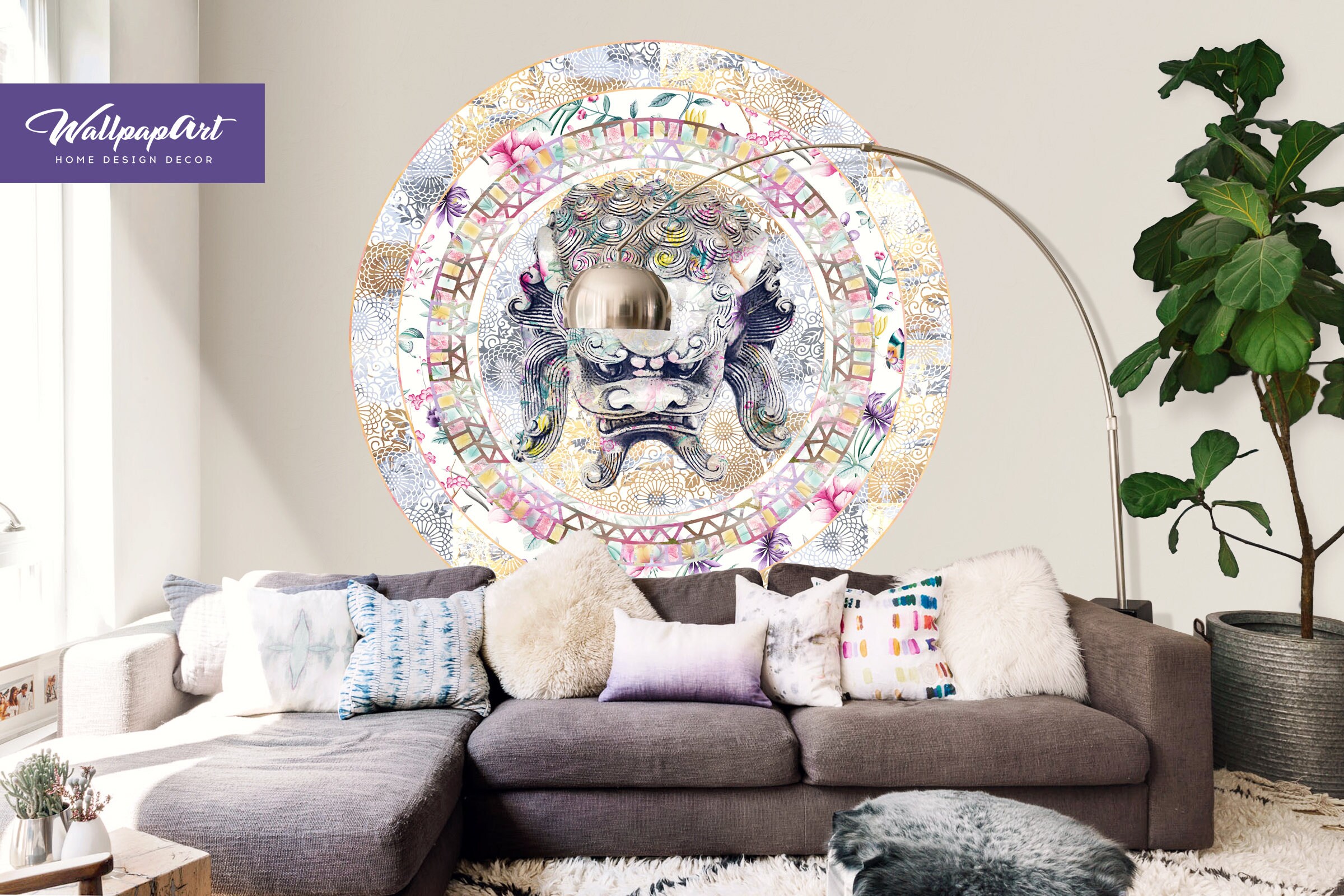 Removable Mural Foo Dog Wall Decal Peel and Stick Wall Art | Etsy