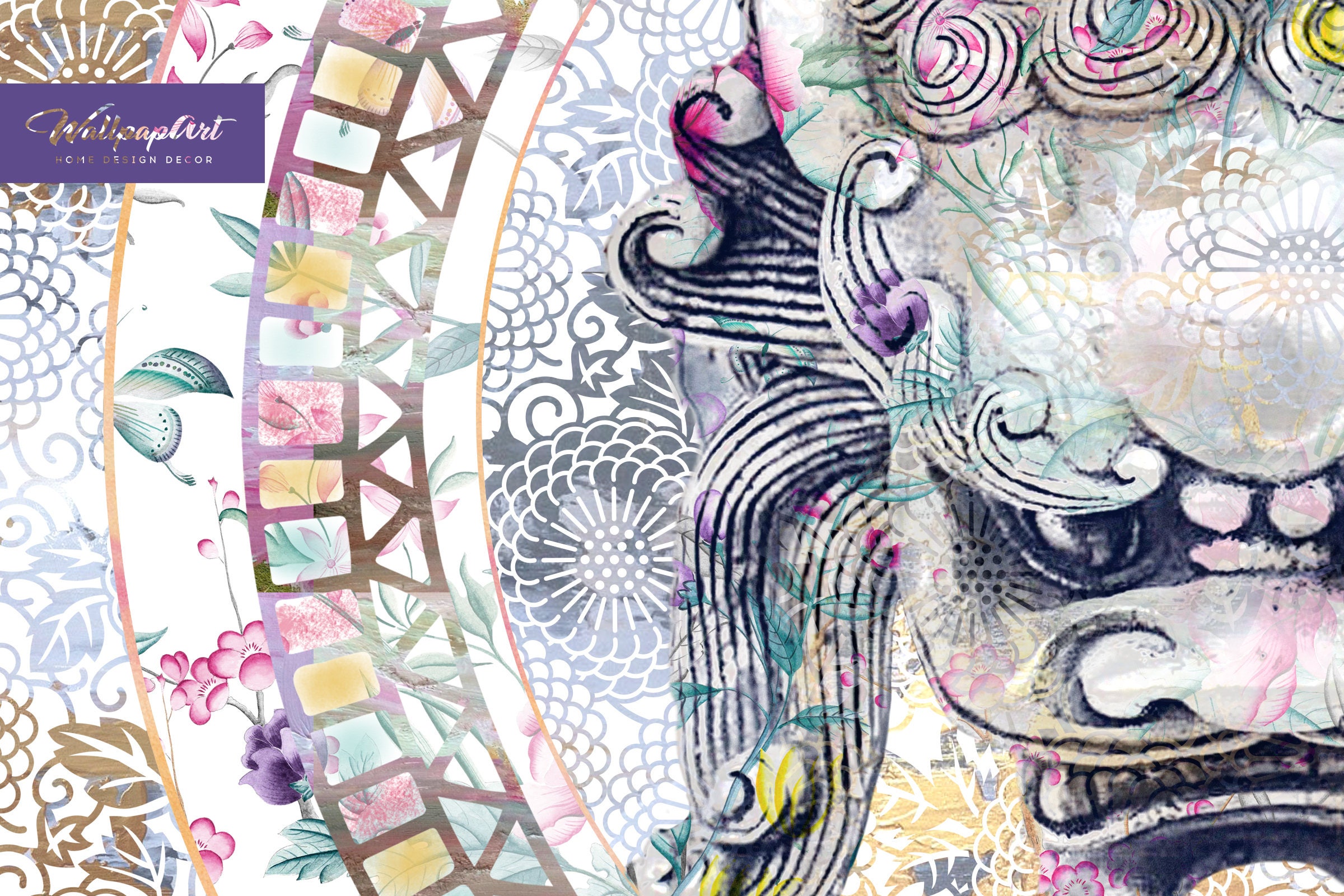 Removable Mural Foo Dog Wall Decal Peel and Stick Wall Art | Etsy