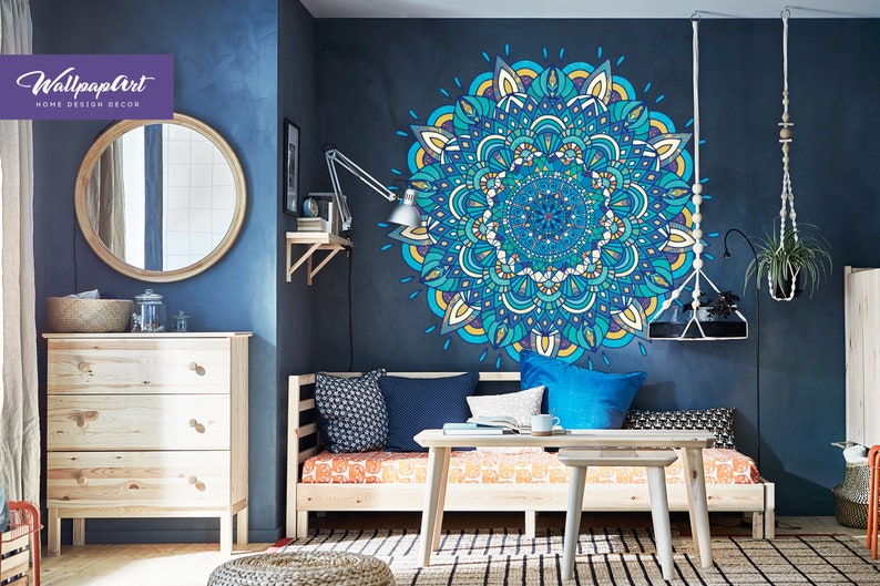 Indian Mandala Wall Mural, Removable Mandala Decal, Self Adhesive Wall ...