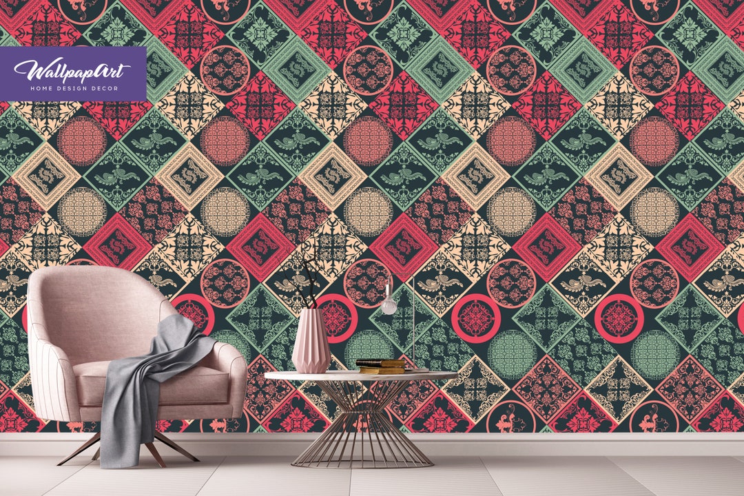 Ethnic Pattern Wallpaper – Haute Couture Wall Mural – Intricate Peel ...