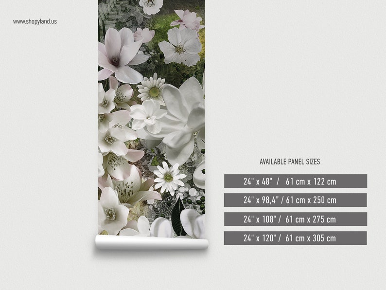 Large Flower Peel and Stick Wallpaper Dark Flowers Removable - Etsy