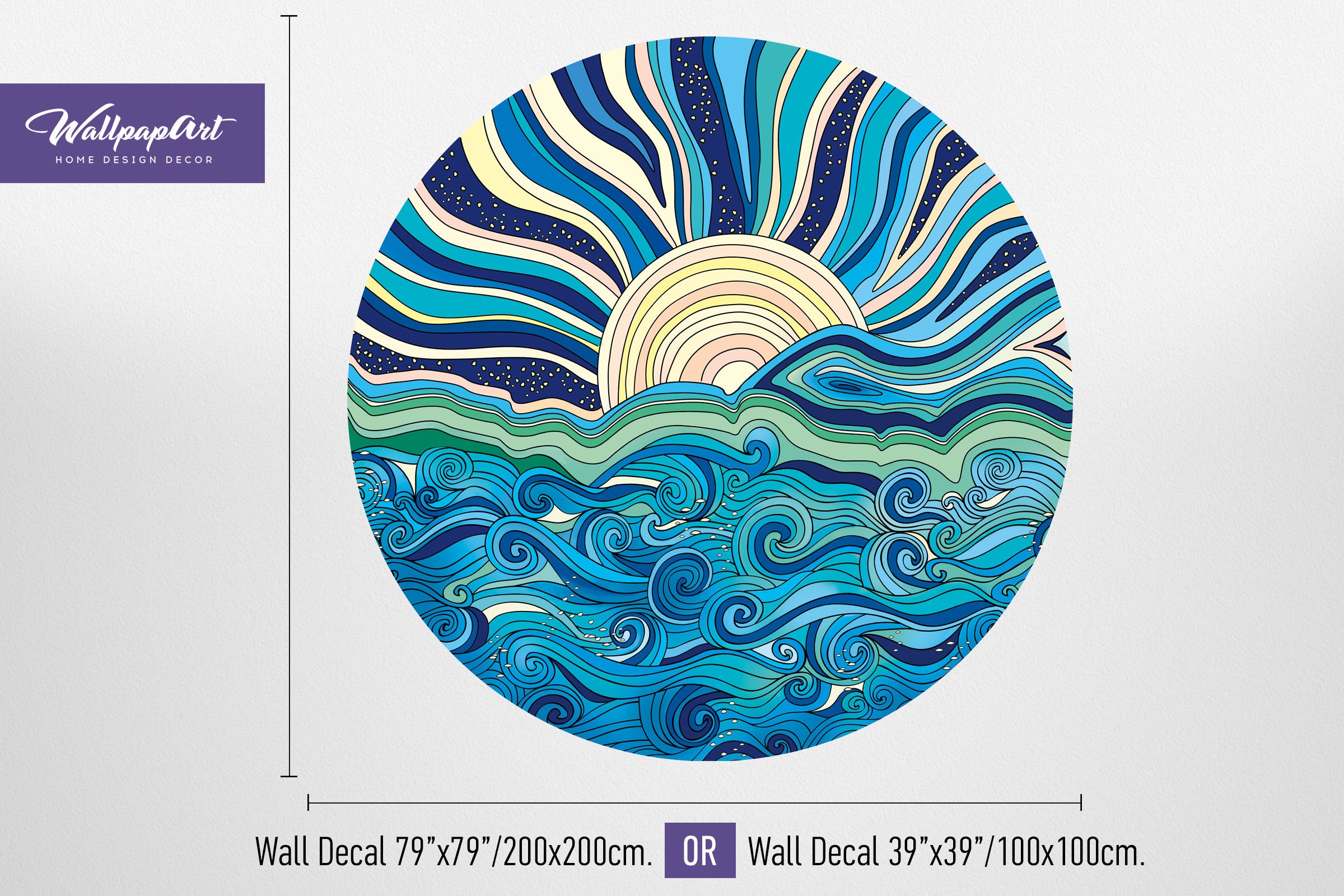 Sea Sun Removable Wall Mural Wall Decal Sea Sun Peel and - Etsy