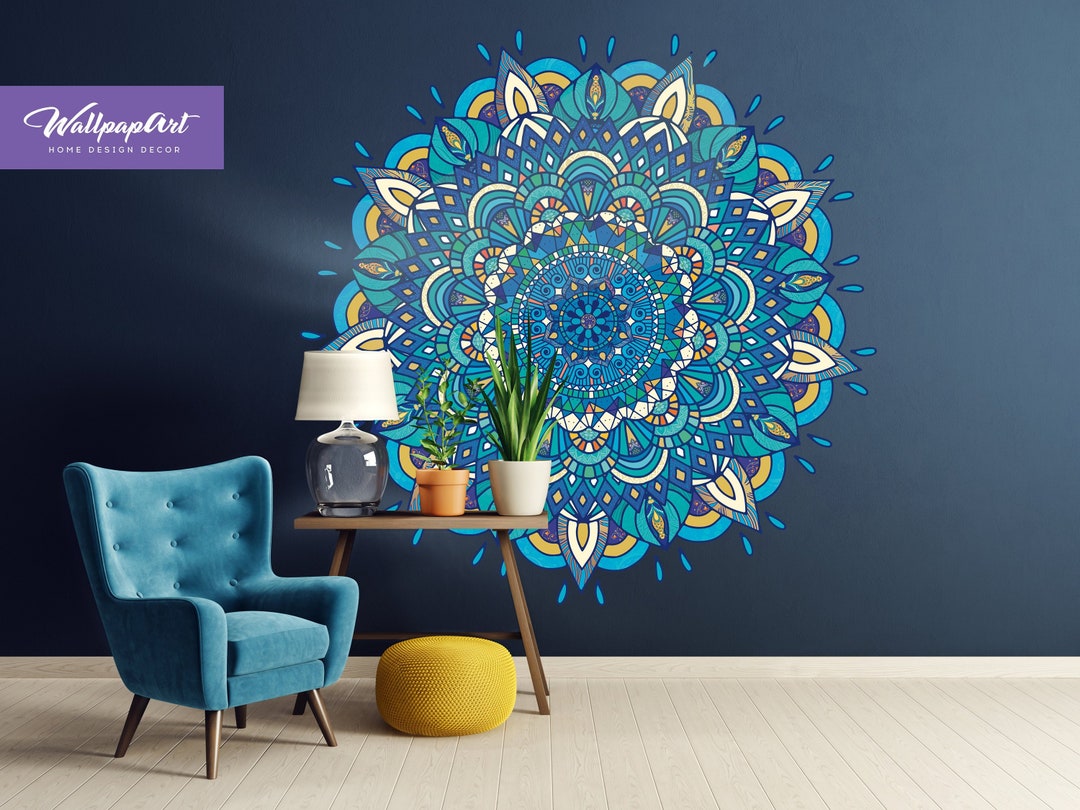 Indian Mandala Wall Mural, Removable Mandala Decal, Self Adhesive Wall ...