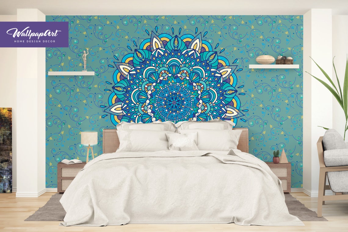 Indian Mandala Wall Mural, Removable Mandala Decal, Self Adhesive Wall ...