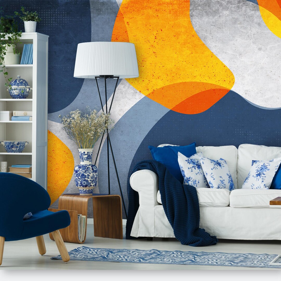 Abstract Flow Wall Mural, Artistic Waves Peel & Stick Wallpaper, Fluid ...