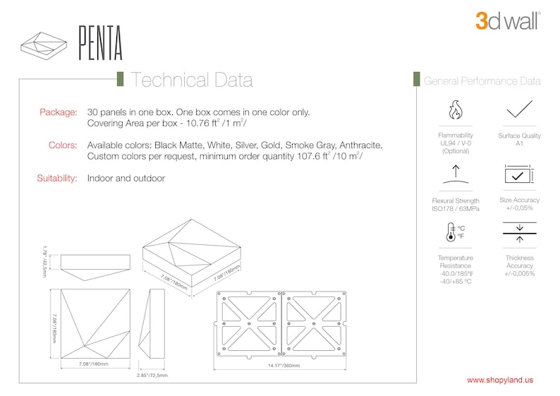 Pannelli 3D per pareti PENTA Design Sistema di pannelli - Etsy Italia