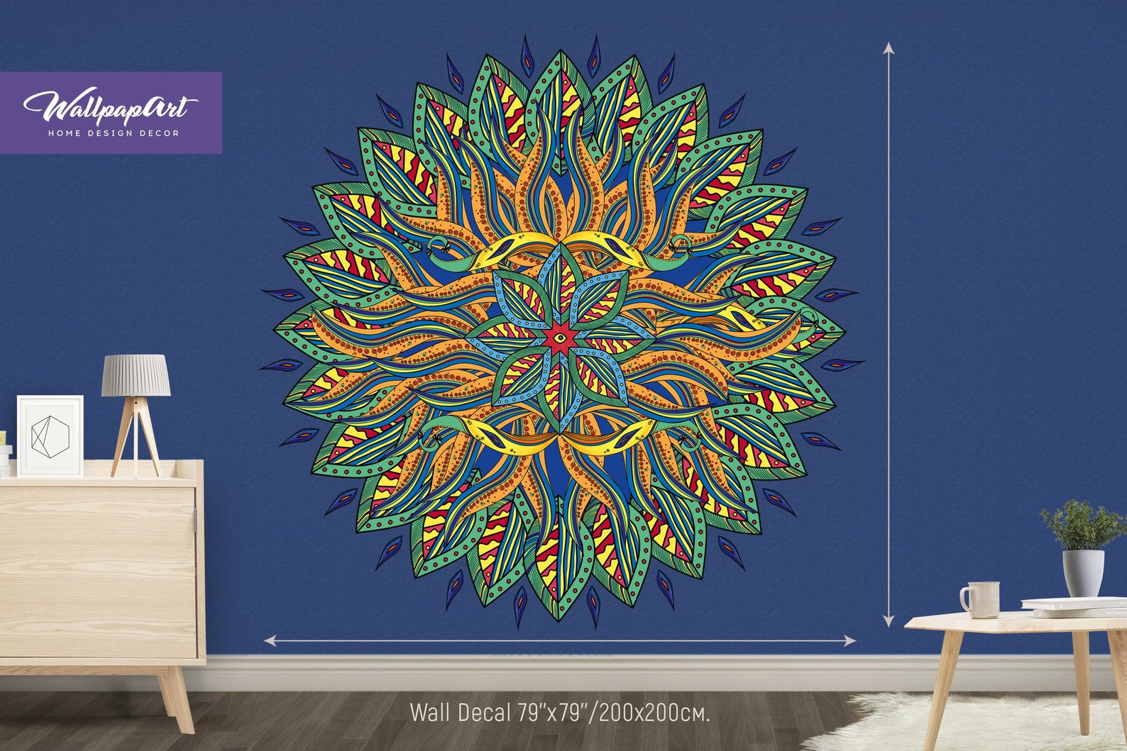 Wall Mural Sunshine Mandala Self Adhesive Wall Decor | Etsy