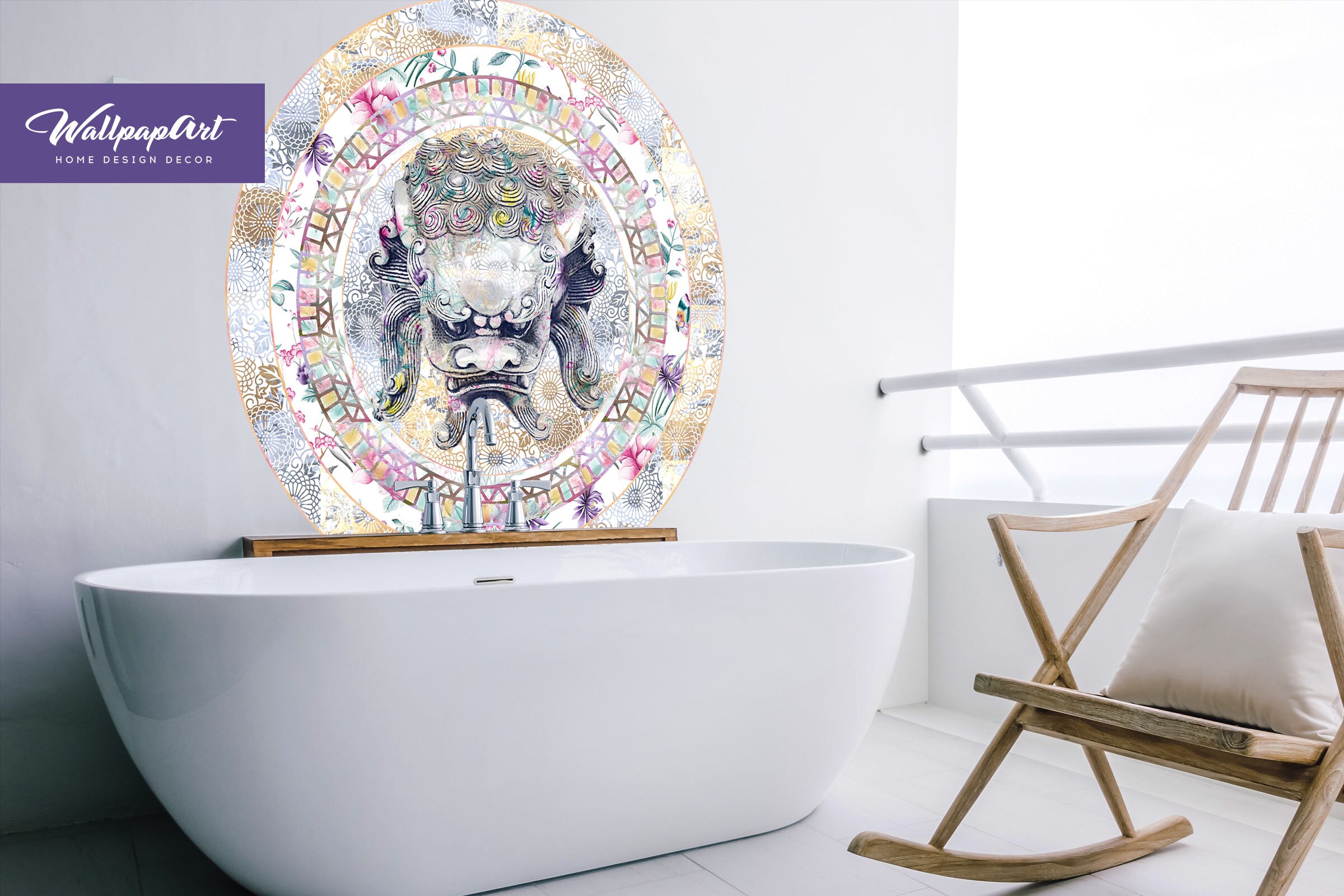 Removable Mural Foo Dog Wall Decal Peel and Stick Wall Art | Etsy