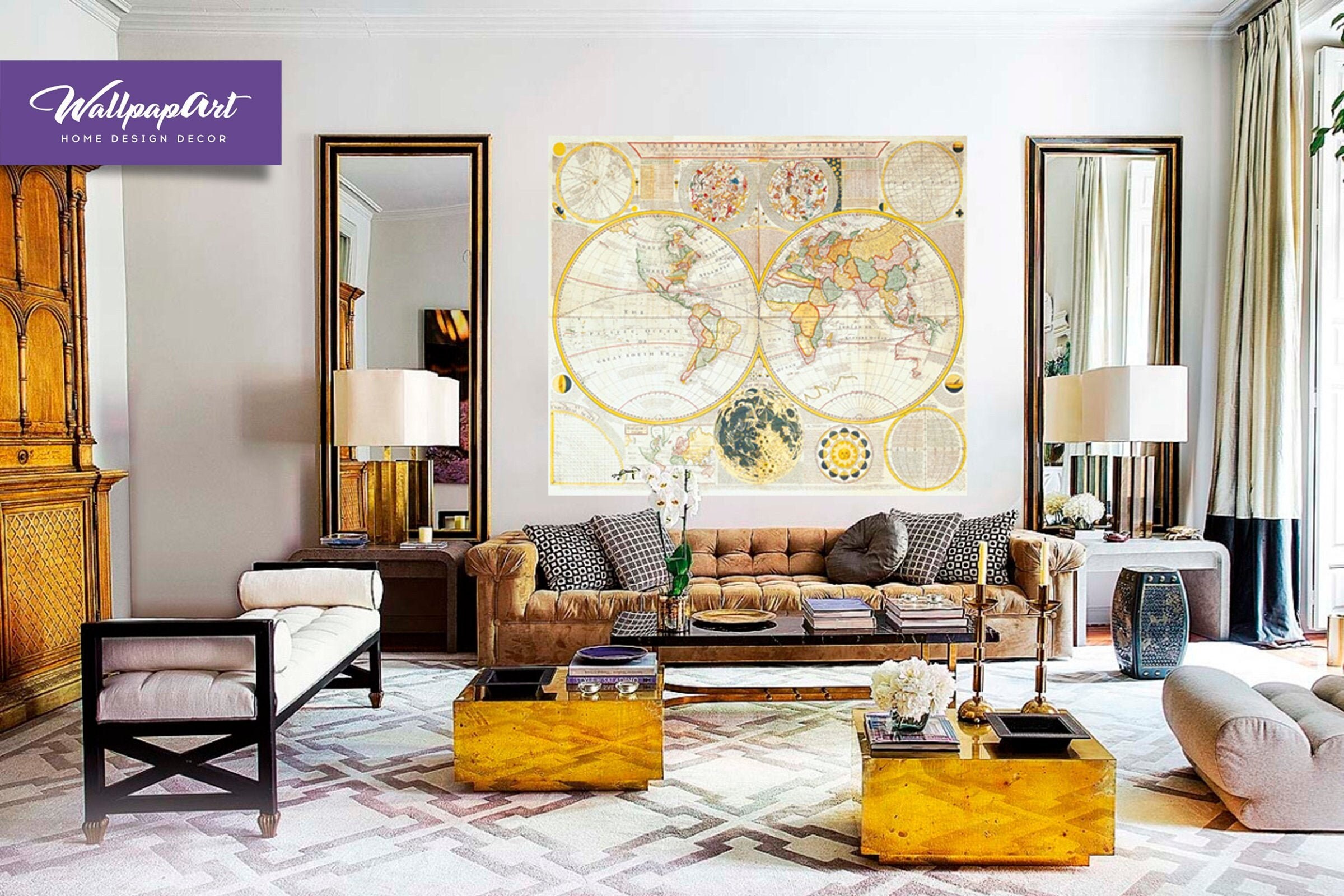 Vintage Map Wall Mural World Map Wall Mural Old Map Wall | Etsy