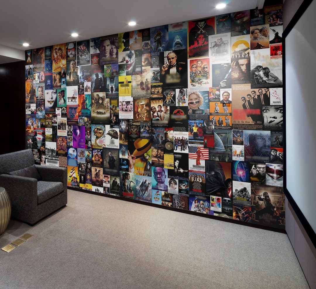Movie Posters Removable Wallpaper, Traditional Wallcovering, Peel and ...