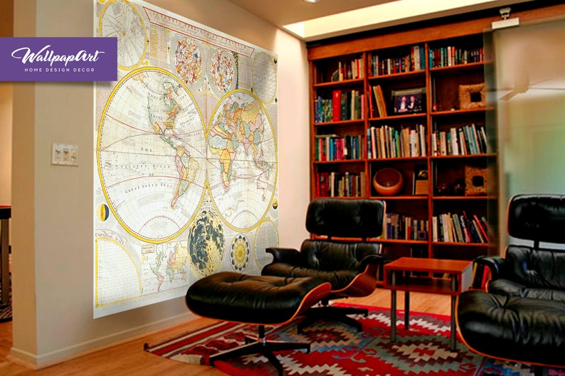 Vintage Map Wall Mural World Map Wall Mural Old Map Wall | Etsy
