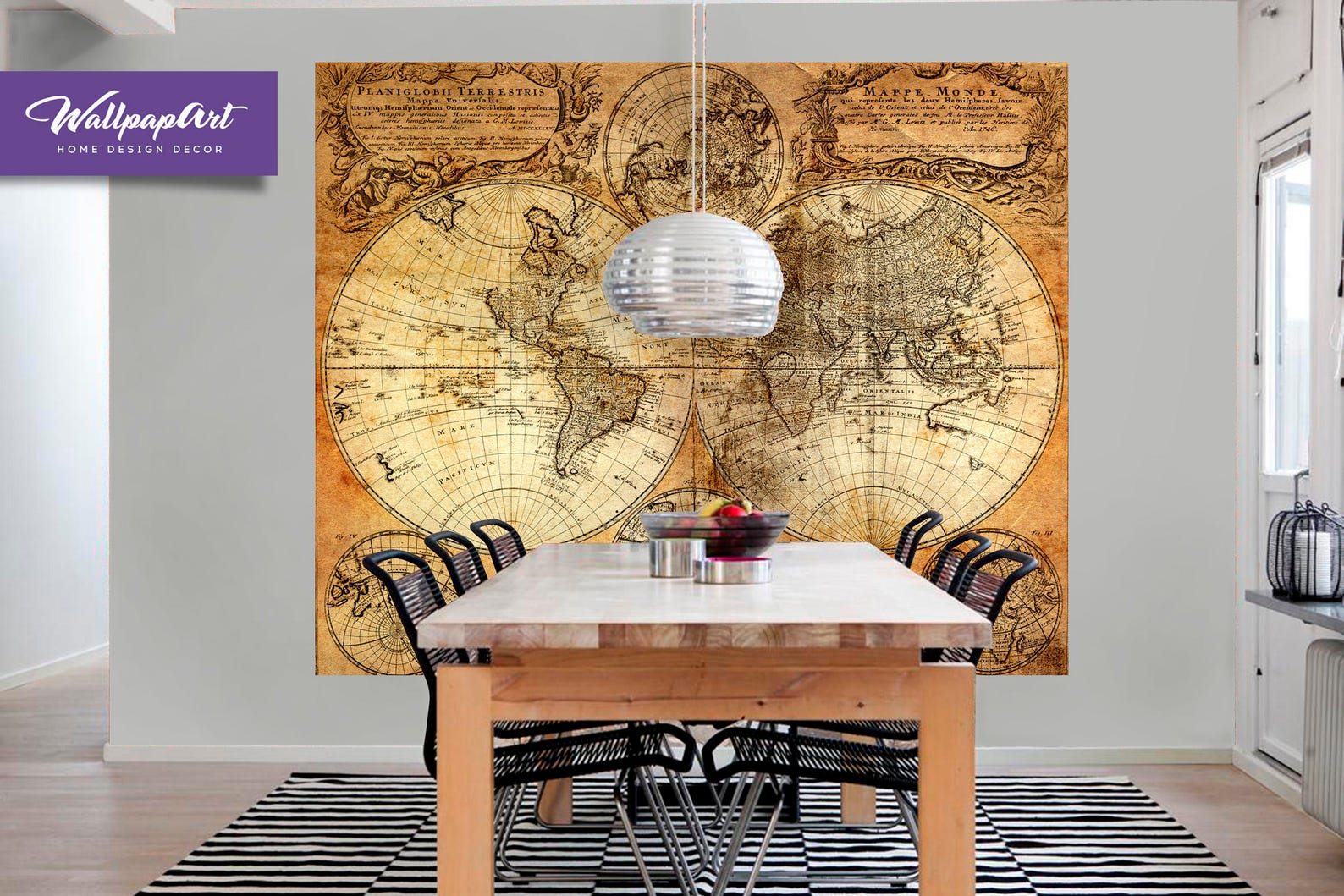 World Map Wall Decal Removable Wall Mural Vintage World Map | Etsy