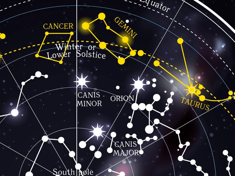 Removable Wall Mural Constellation Map Constellation Map Wall | Etsy