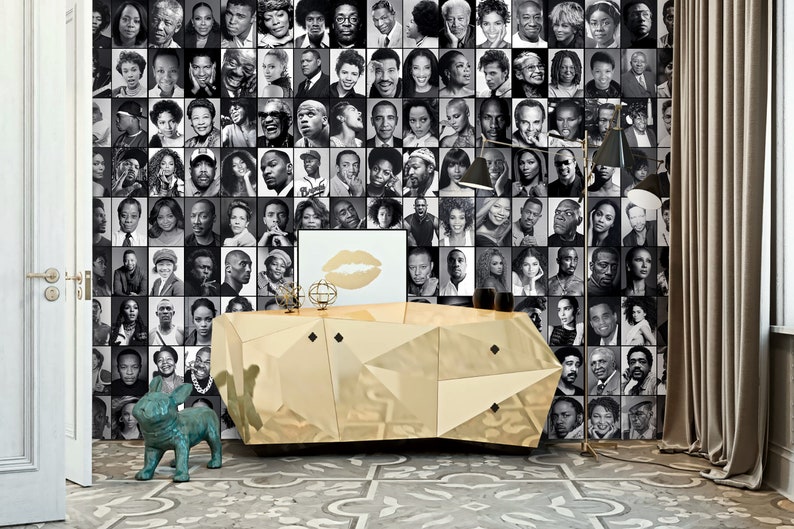 Black Icons Photo Collage Wallpaper: Removable Mural by Wallpapart - Etsy