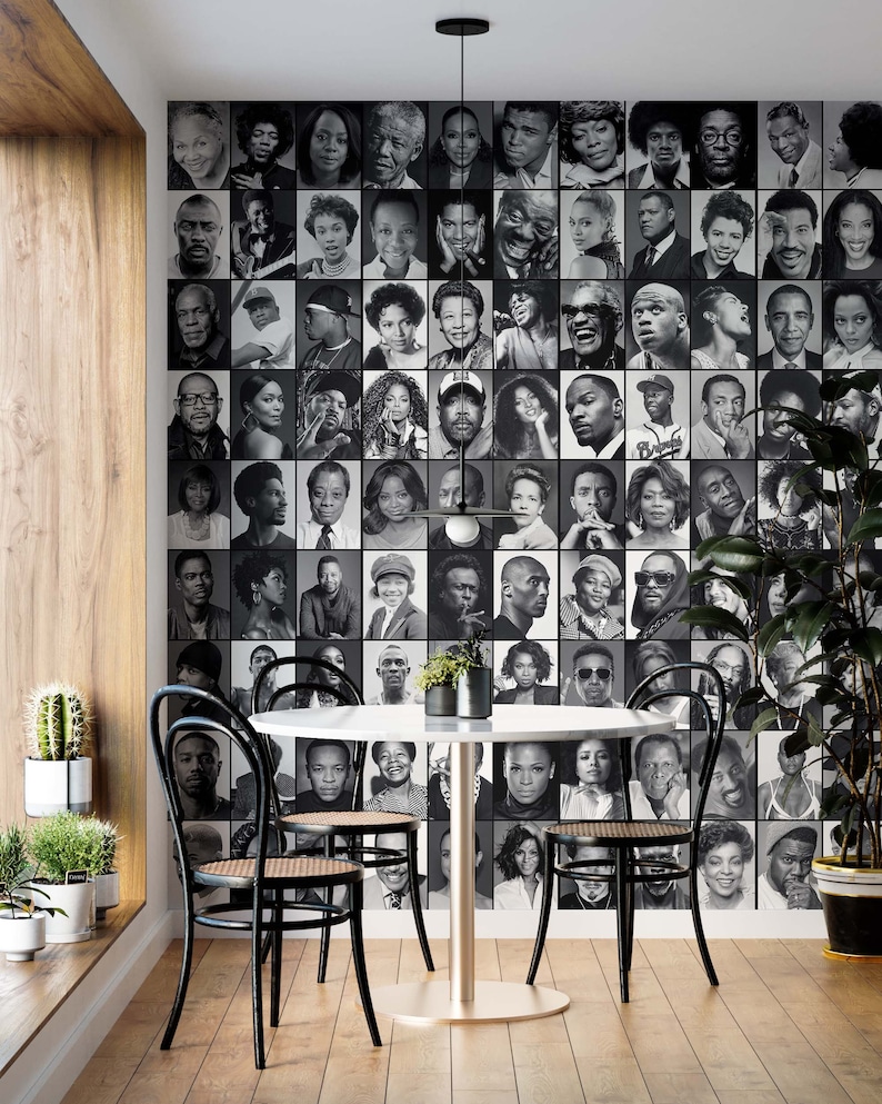 Black Icons Photo Collage Wallpaper: Removable Mural by Wallpapart - Etsy