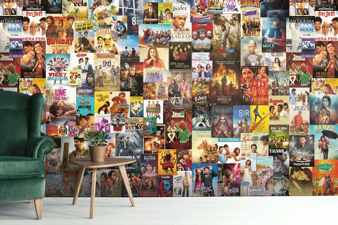 Bollywood Movie Poster Wallpaper – Hindi Collage Peel & Stick Wall ...