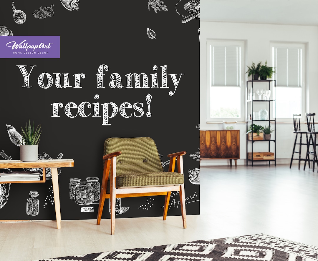Family Recipes Removable Wallpaper, Personalized Family Recipe Peel and ...