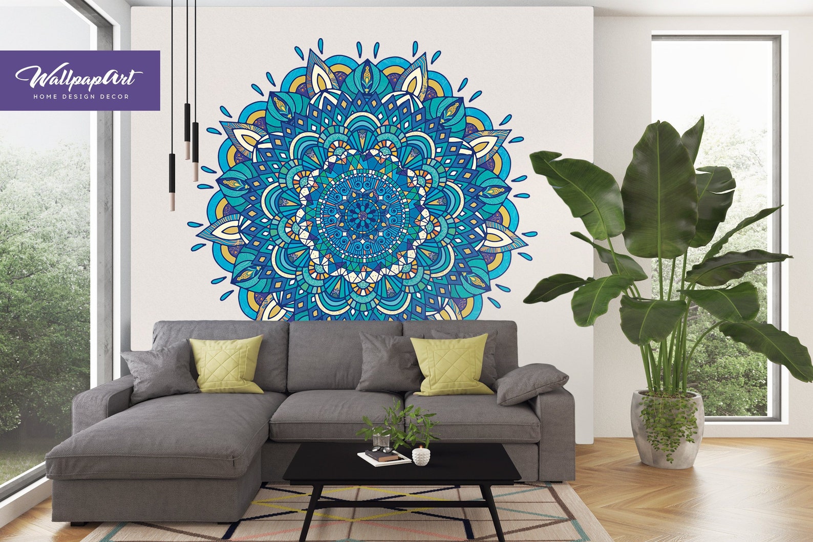 Indian Mandala Wall Mural, Removable Mandala Decal, Self Adhesive Wall ...