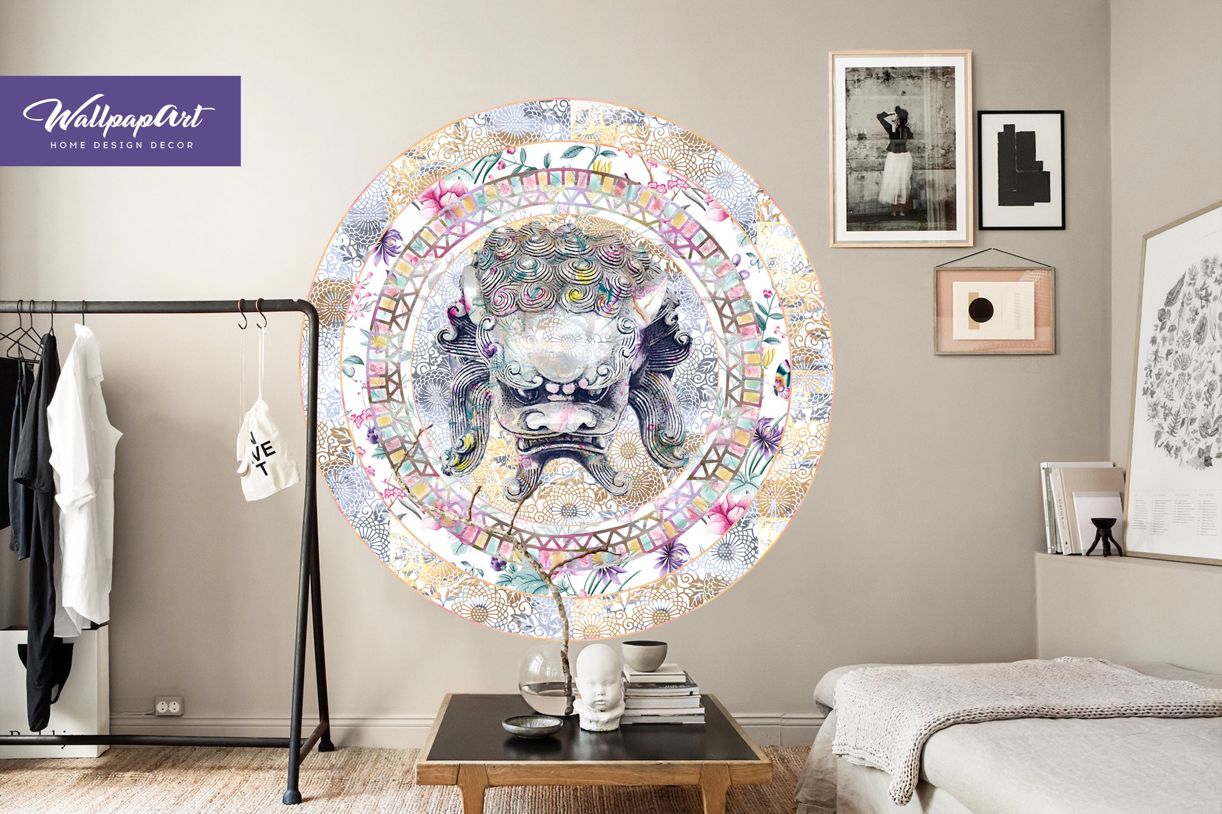 Removable Mural Foo Dog Wall Decal Peel and Stick Wall Art | Etsy