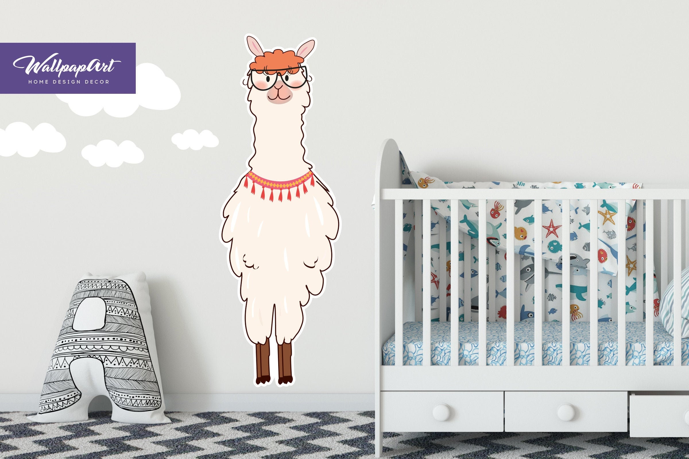 Wall Decal Cool Llama Self Adhesive Nursery Stickers Peel | Etsy