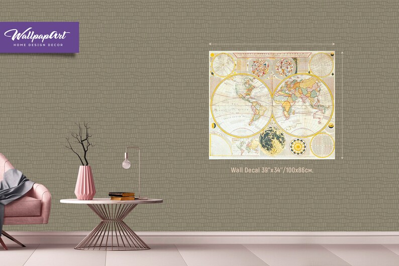 Vintage Map Wall Mural World Map Wall Mural Old Map Wall | Etsy