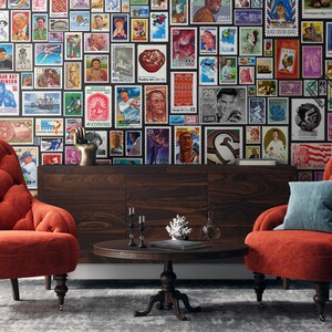 Vintage Postage Stamps Wallpaper Mural: Retro Travel Collage W211 - Etsy