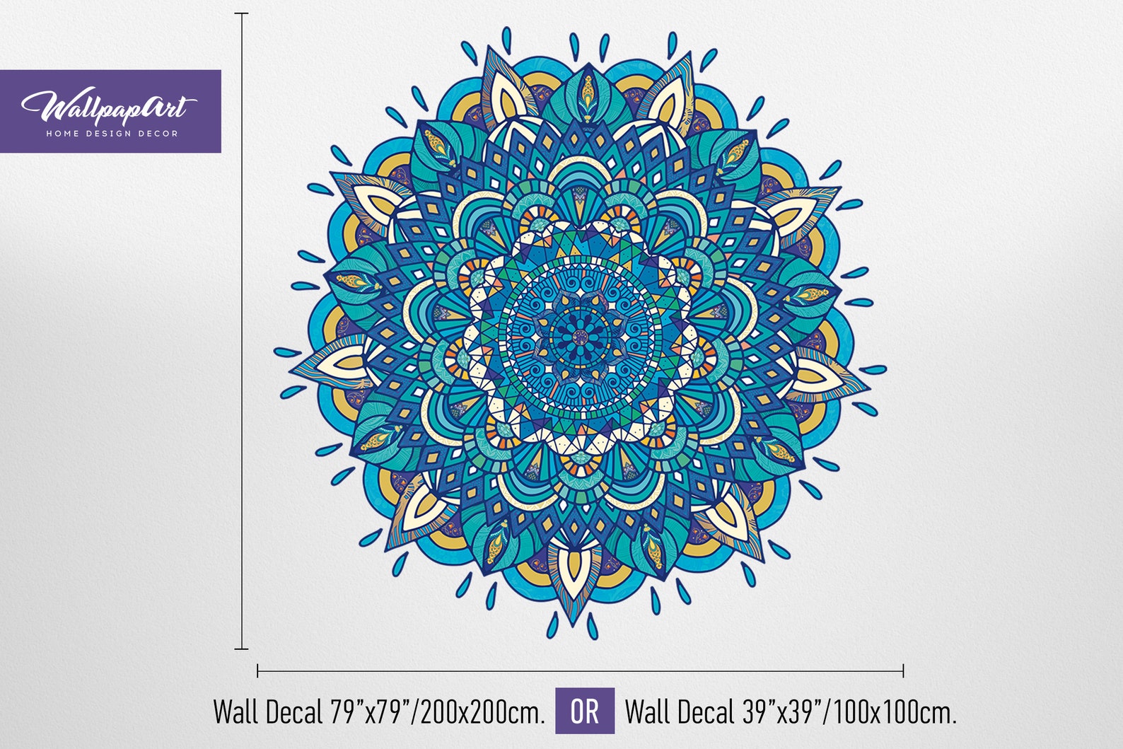 Indian Mandala Wall Mural, Removable Mandala Decal, Self Adhesive Wall ...