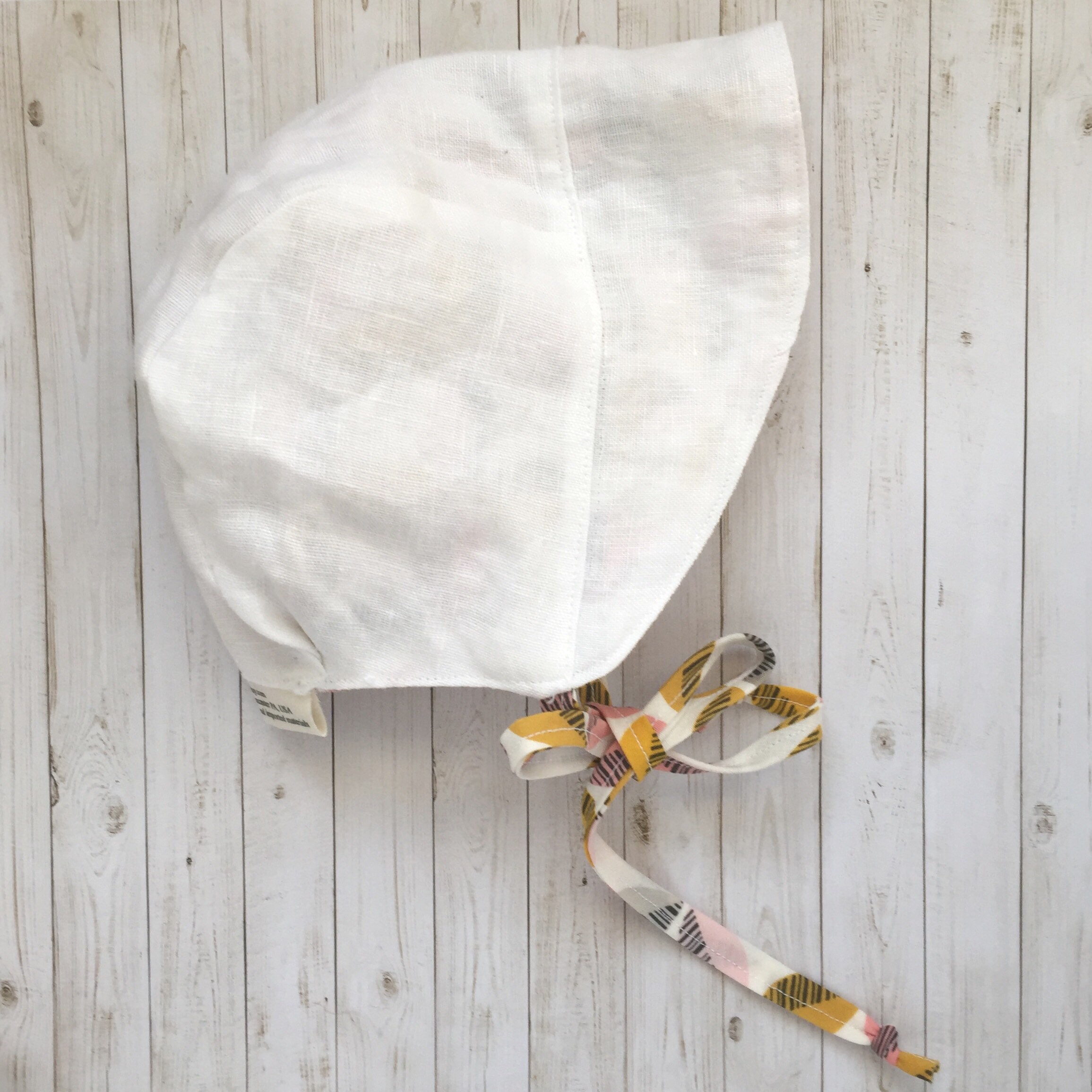Baby Sun Bonnet Reversible White Linen and Organic Cotton | Etsy