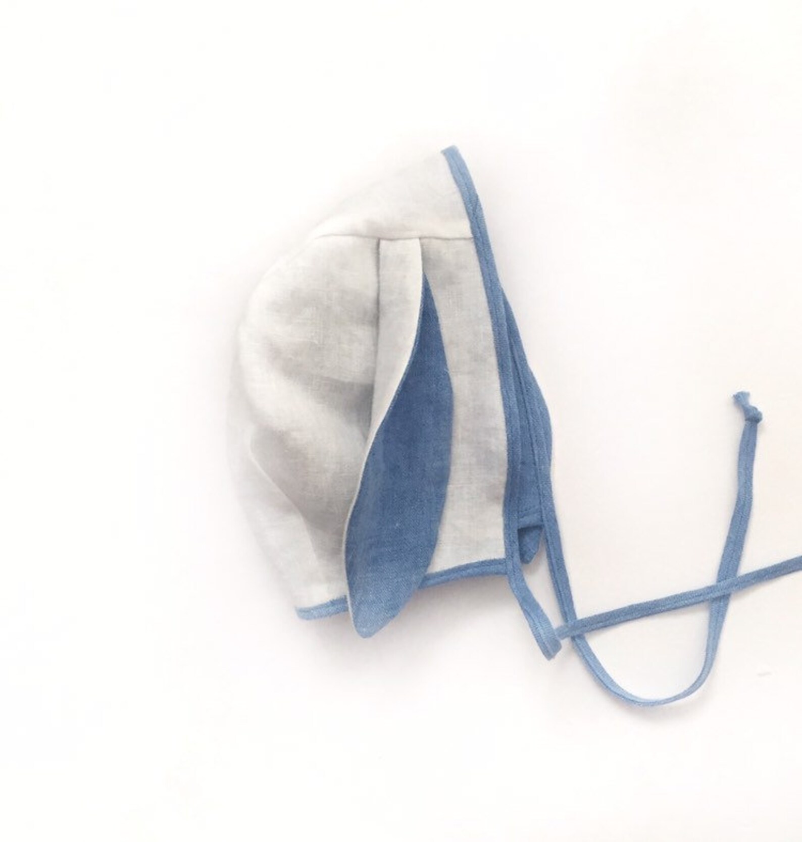 Bunny Ear Bonnet White Linen Outer, Sky Blue Linen Lining and Trim - Etsy