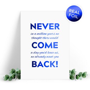 Funny Foil Leaving Card - Never Come Back, New Job - Etsy
