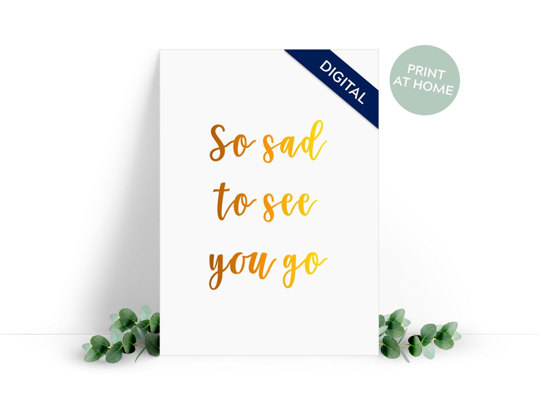 Printable Leaving Card - Pack of 3 Colours. Instant DIGITAL Download ...