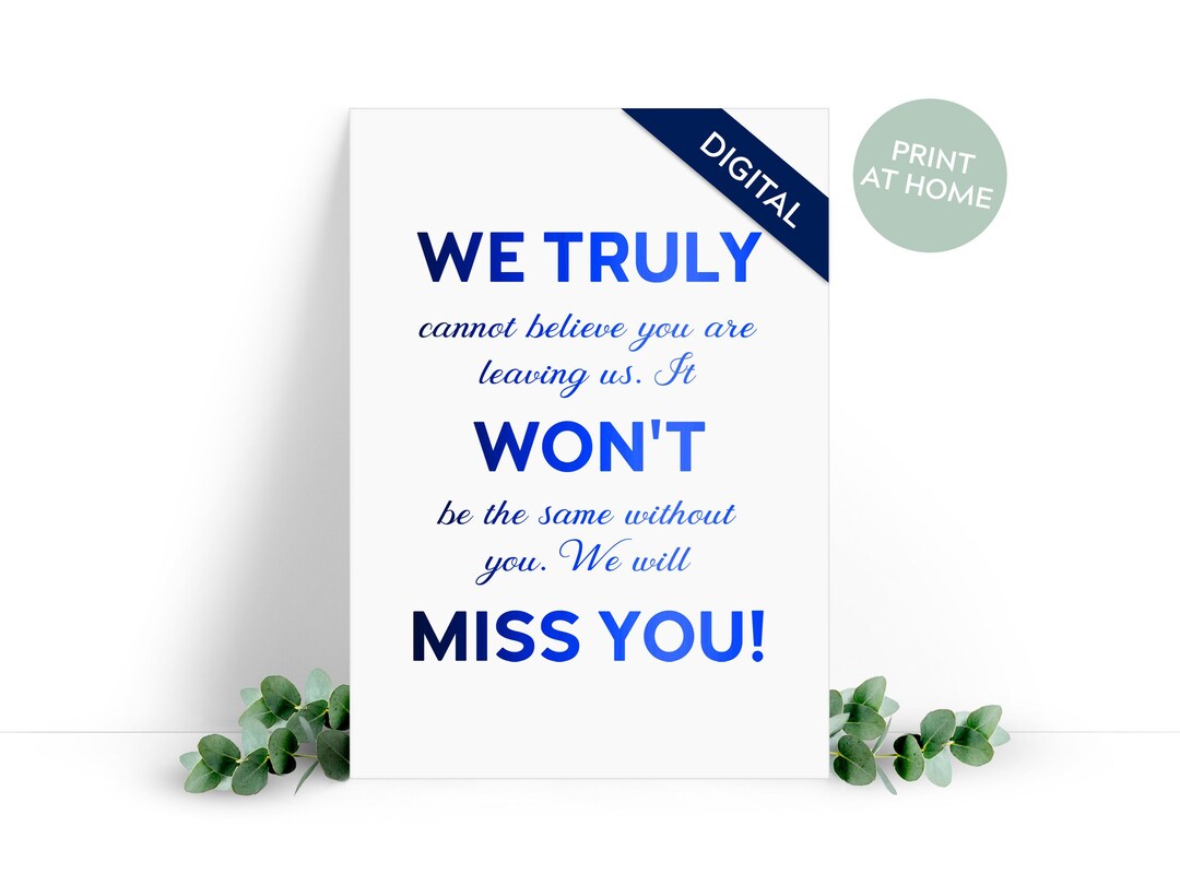 Printable Leaving Card - Pack of 3 Colours. Instant DIGITAL Download ...