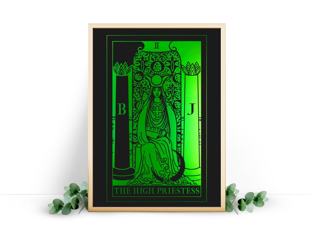 The High Priestess. Tarot Poster Foiled on a Black Cardstock. Gold ...