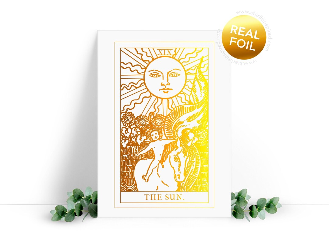 The Sun Tarot Greeting Card on a White Cardstock. the Sun Signifies Joy ...