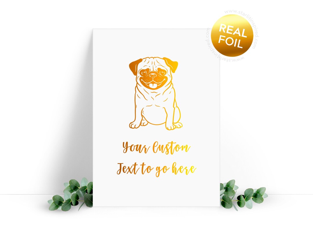 Pug Card With Your Own Text. Pug Greeting Card for Any Event - Birthday ...