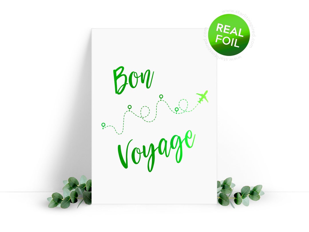 Bon Voyage - New Job / Good Luck Card. Made With Real Foil. Gold, Rose ...