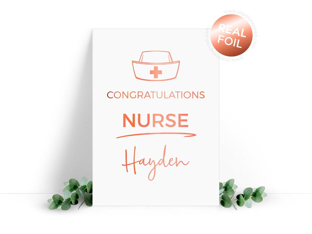 Nurse Congratulations Card. Custom Name Card Made With Real Foil Card ...