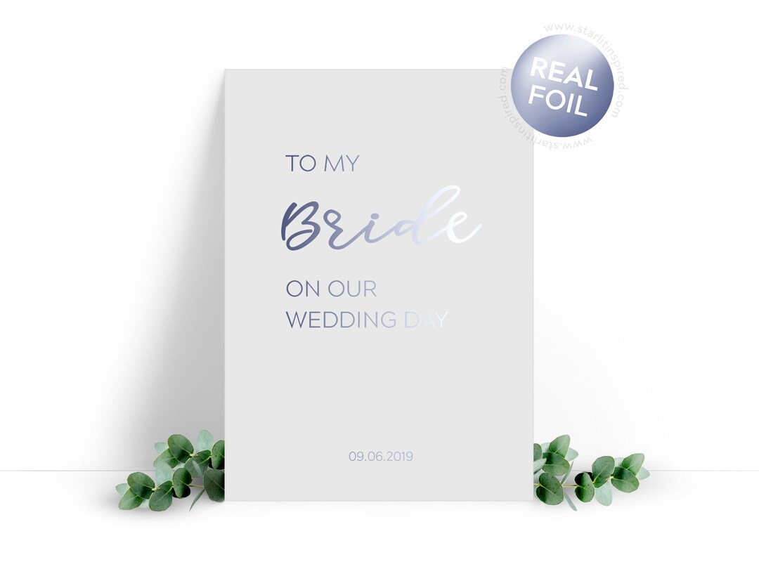 Foiled Personalised Bride Greeting Card for a Wedding Day. Custom Date ...