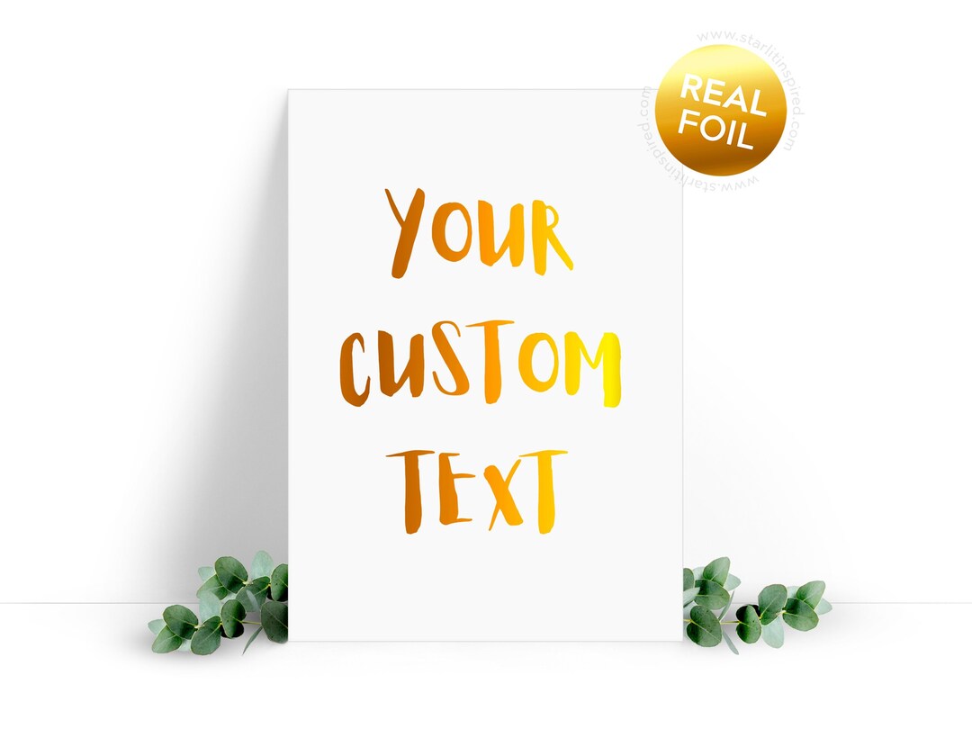A5 Large Card - Custom Quote / Text Card With Your Personalised Message ...