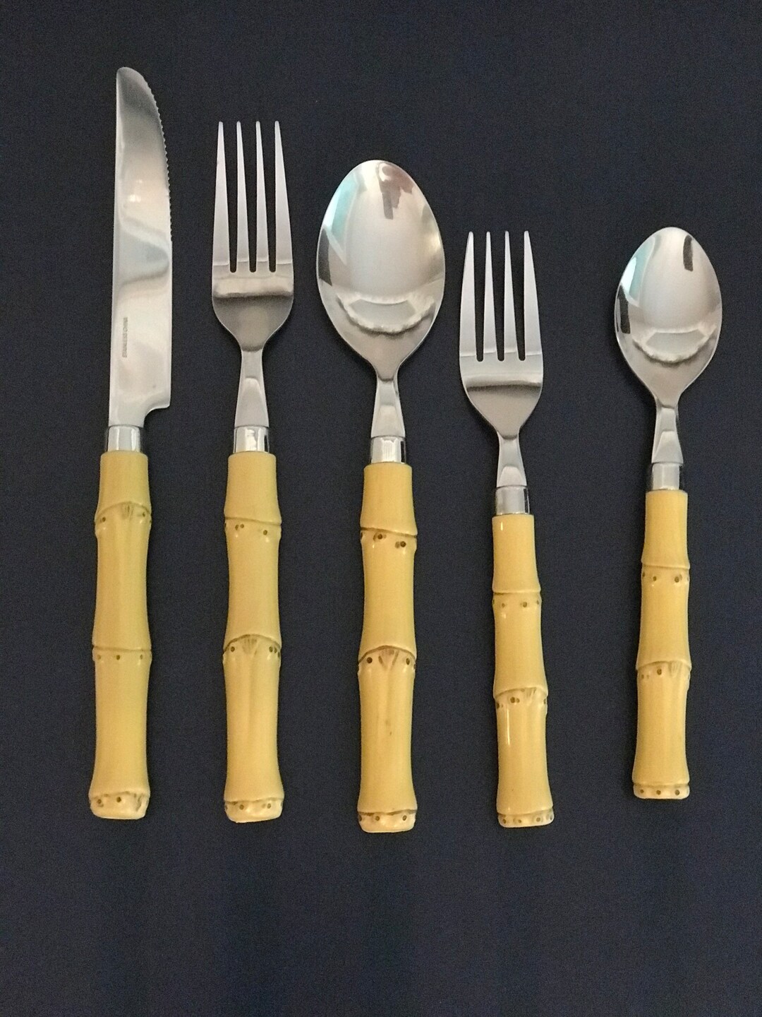 Vintage Faux Bamboo Flatware Set Serving 6 30 Pieces - Etsy