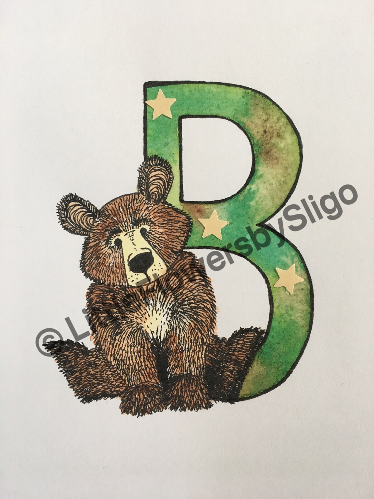 Bear Illustrated Letter Print | Etsy