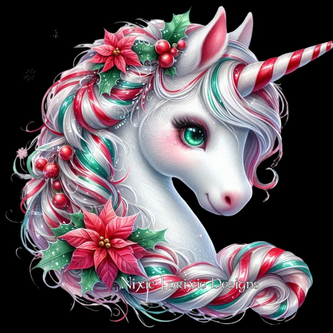 Candy Cane Unicorn Stickers - Etsy