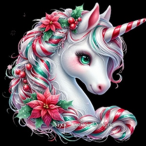 Candy Cane Unicorn Stickers - Etsy