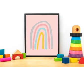 Boho Rainbow Kids Baby Nursery Digital Room Wall Art Decor - Etsy