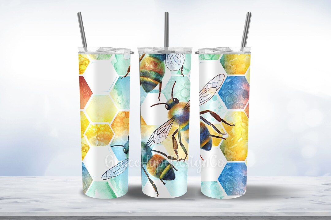Colorful Bee Tumbler Wrap PNG 20 Oz Tumbler Sublimation Design Tumbler ...